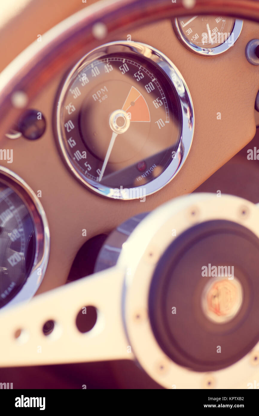 Retro car dashboard Stock Photo - Alamy