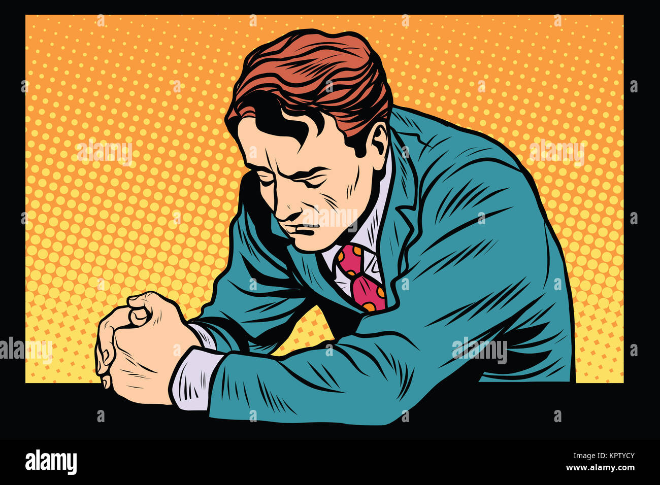 Prayer man praying, sad emotions Stock Photo - Alamy