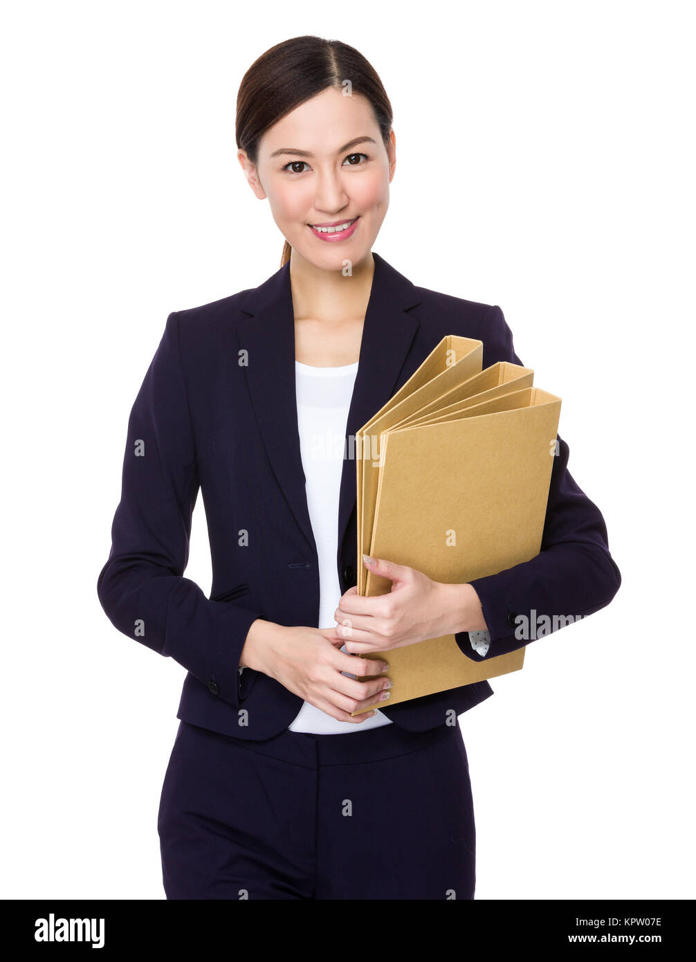 Asian businesswoman hold with folder Stock Photo - Alamy