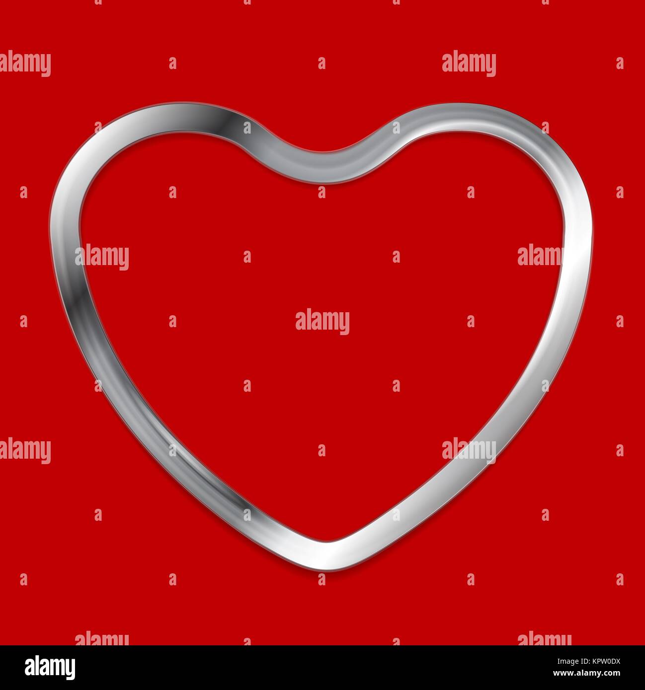 Metal heart on red background Stock Photo - Alamy