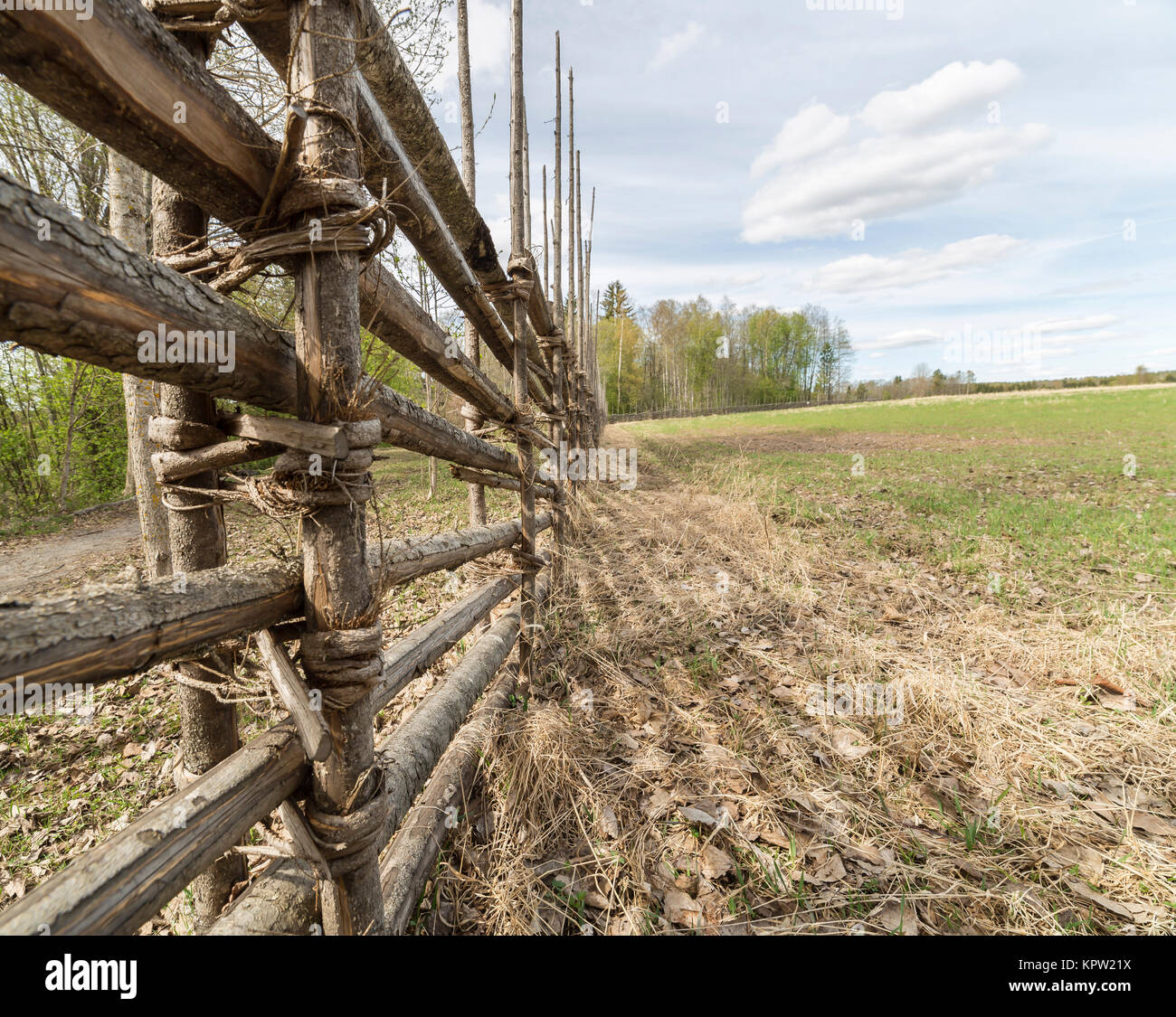 Swedish Farm Fence by Field Stock Photo - Alamy