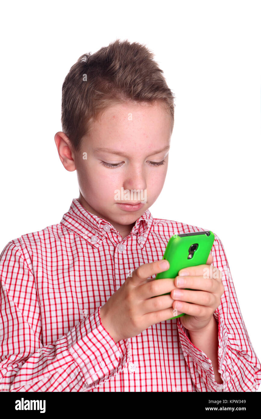 Boy with smartphone Stock Photo - Alamy