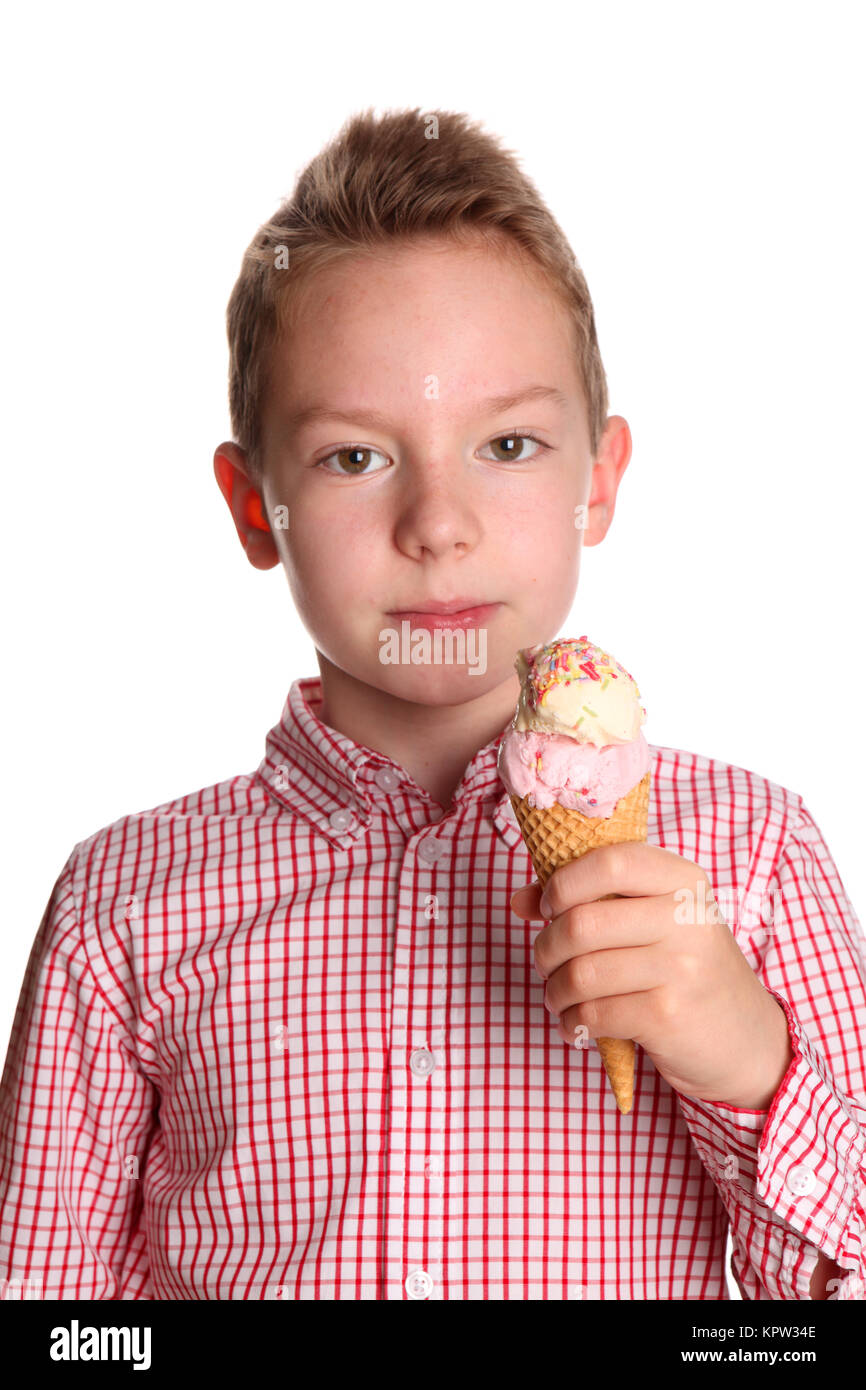 Boy with ice cream Stock Photo - Alamy