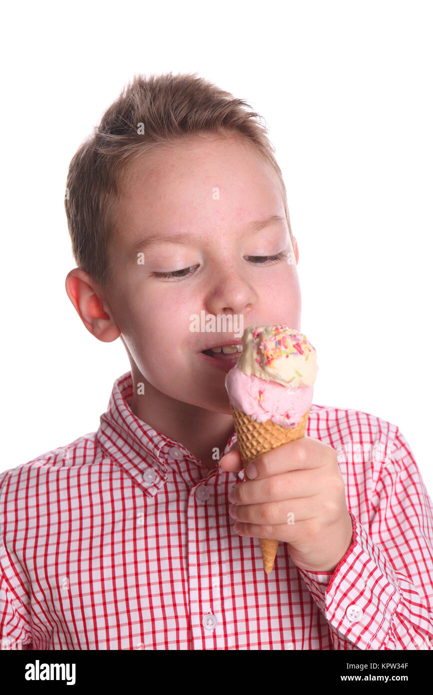 Boy with ice cream Stock Photo - Alamy