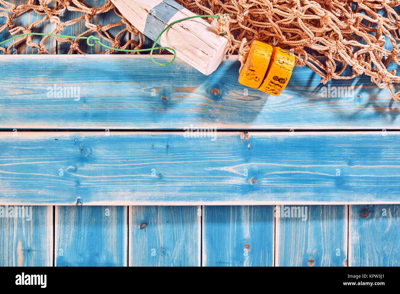 Nautical Themed Background with Copy Space - High Angle Still Life of ...