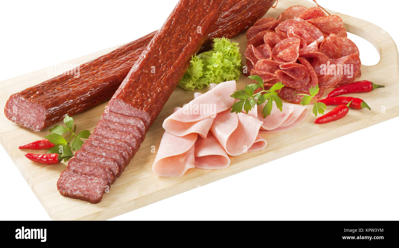 sliced salami and ham Stock Photo - Alamy