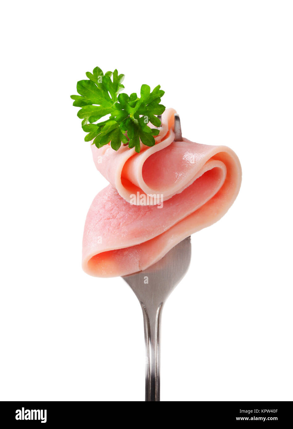 slice of ham on a fork Stock Photo - Alamy