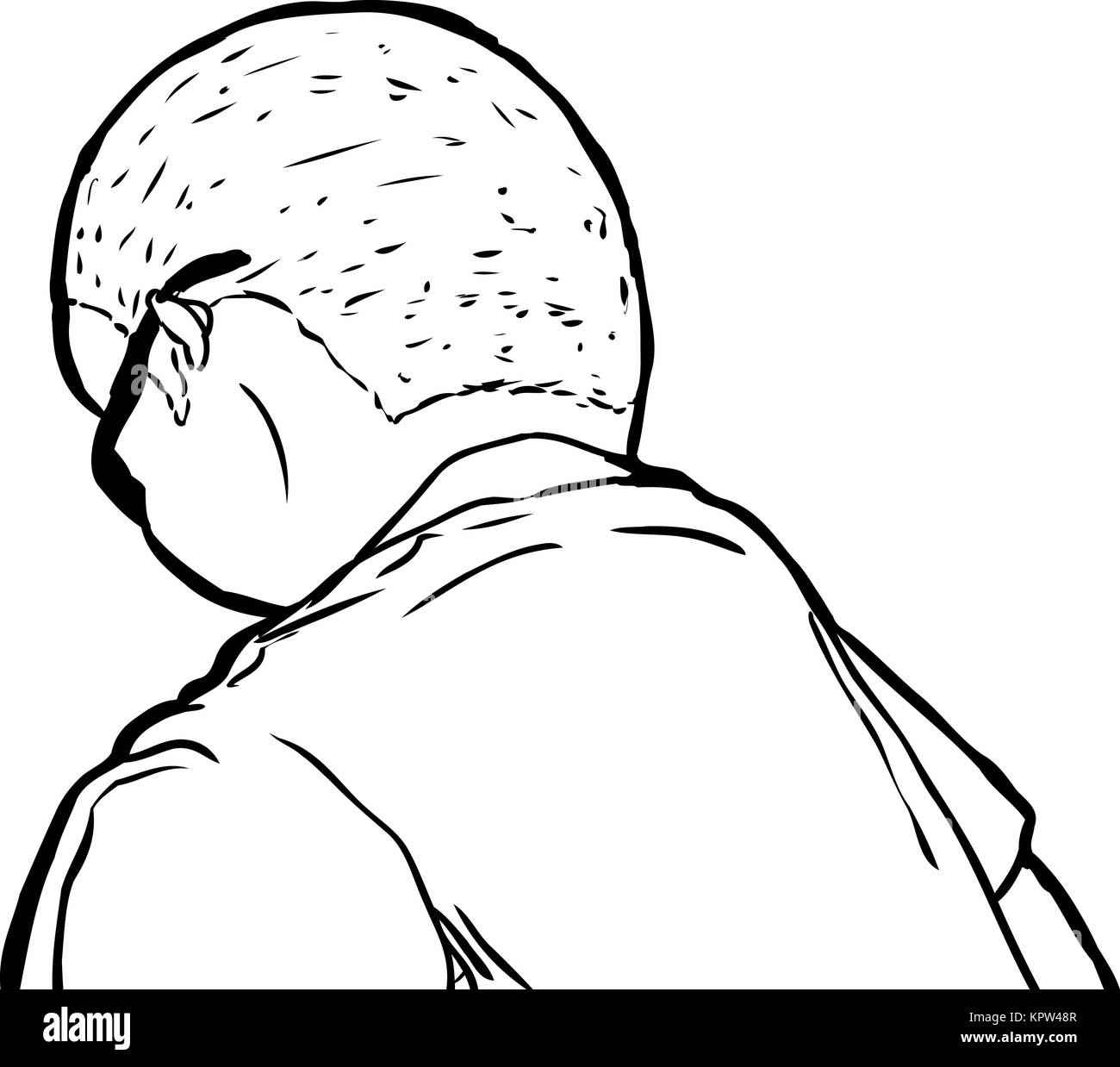 Outline of Single Man Looking Down Stock Photo - Alamy