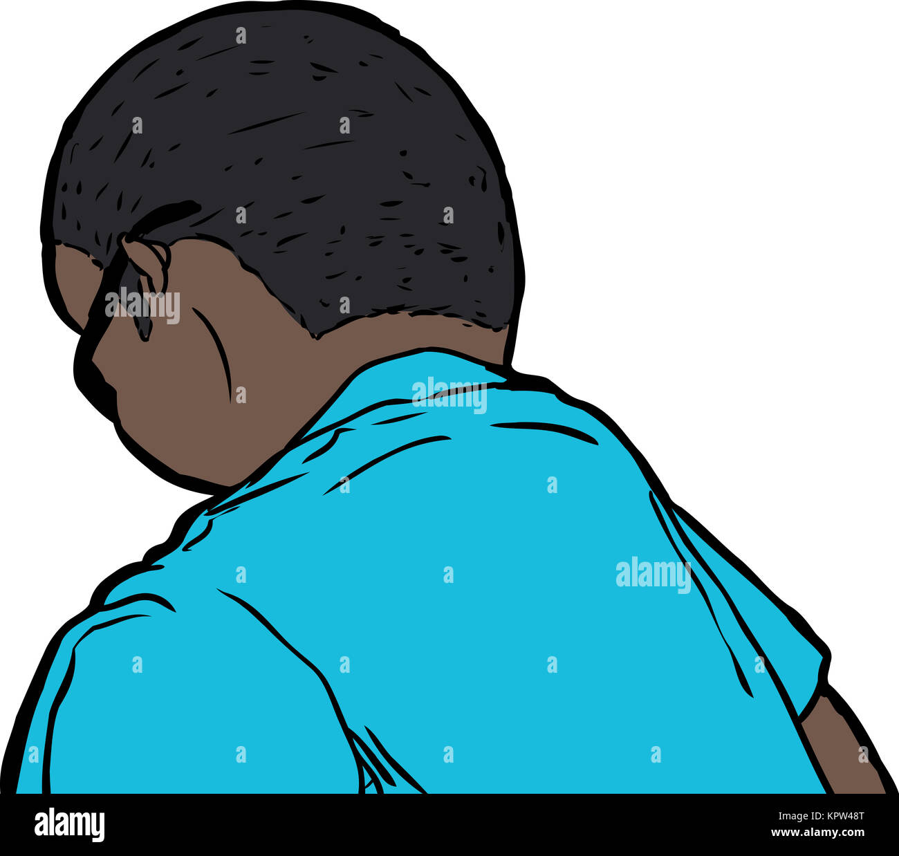 Cartoon of Single Man Looking Down Stock Photo - Alamy