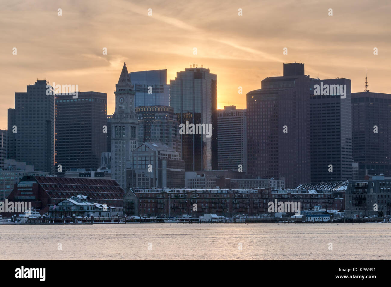 Sunset Behind Downtown Boston Buildings Stock Photo - Alamy