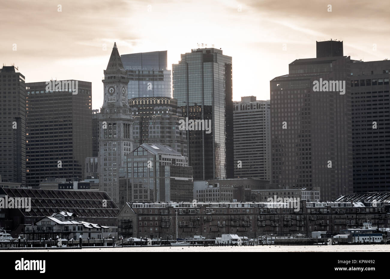 View of the Custom Hose Tower With Downtown Boston Around it Stock ...