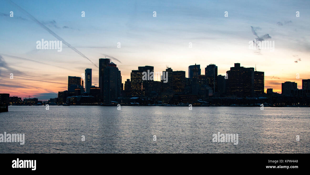 Downtown Boston During Sunset With Clear Skies Stock Photo - Alamy