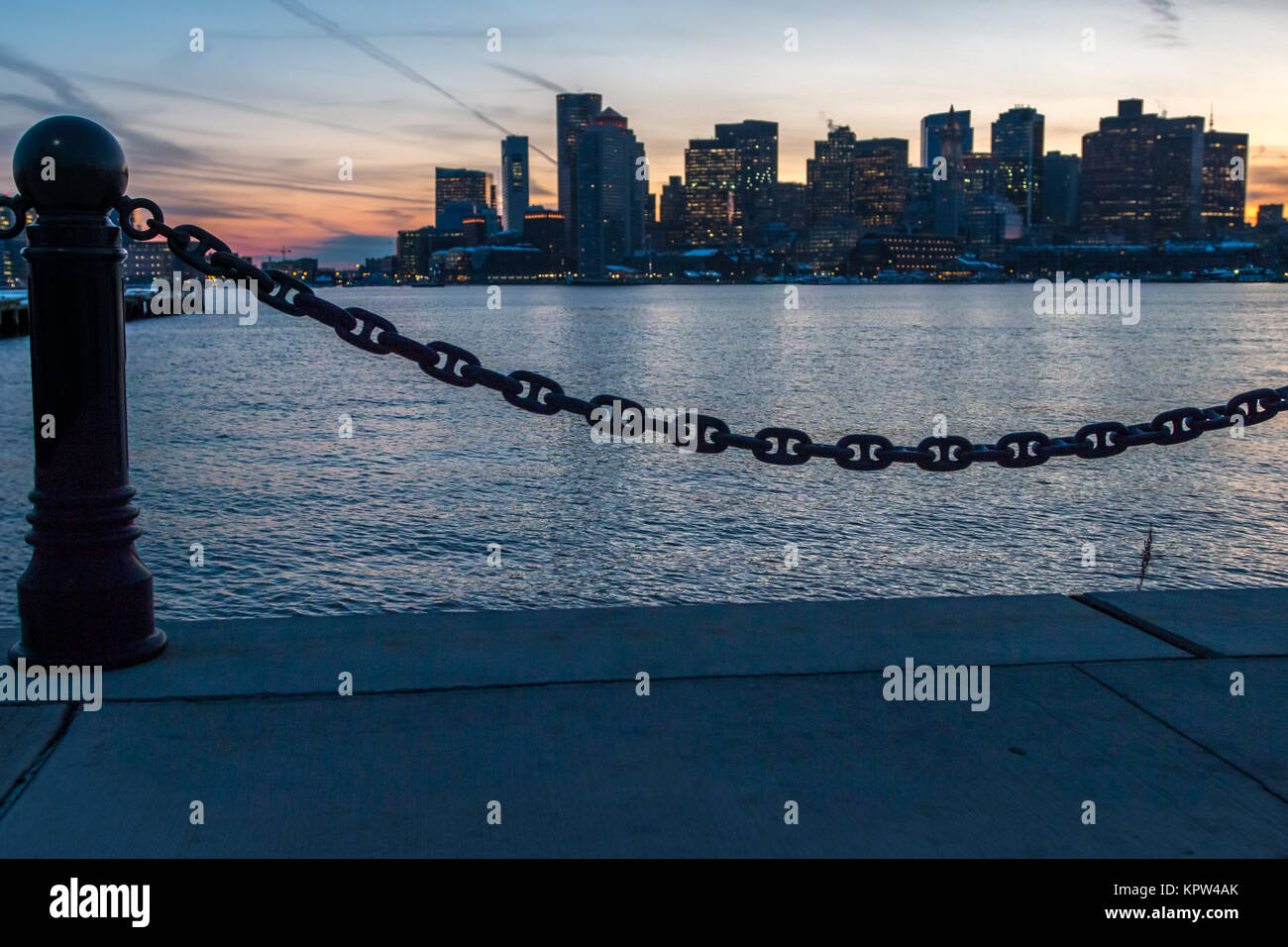 Low Angle View of Boston Skyline From Sidewalk Stock Photo - Alamy