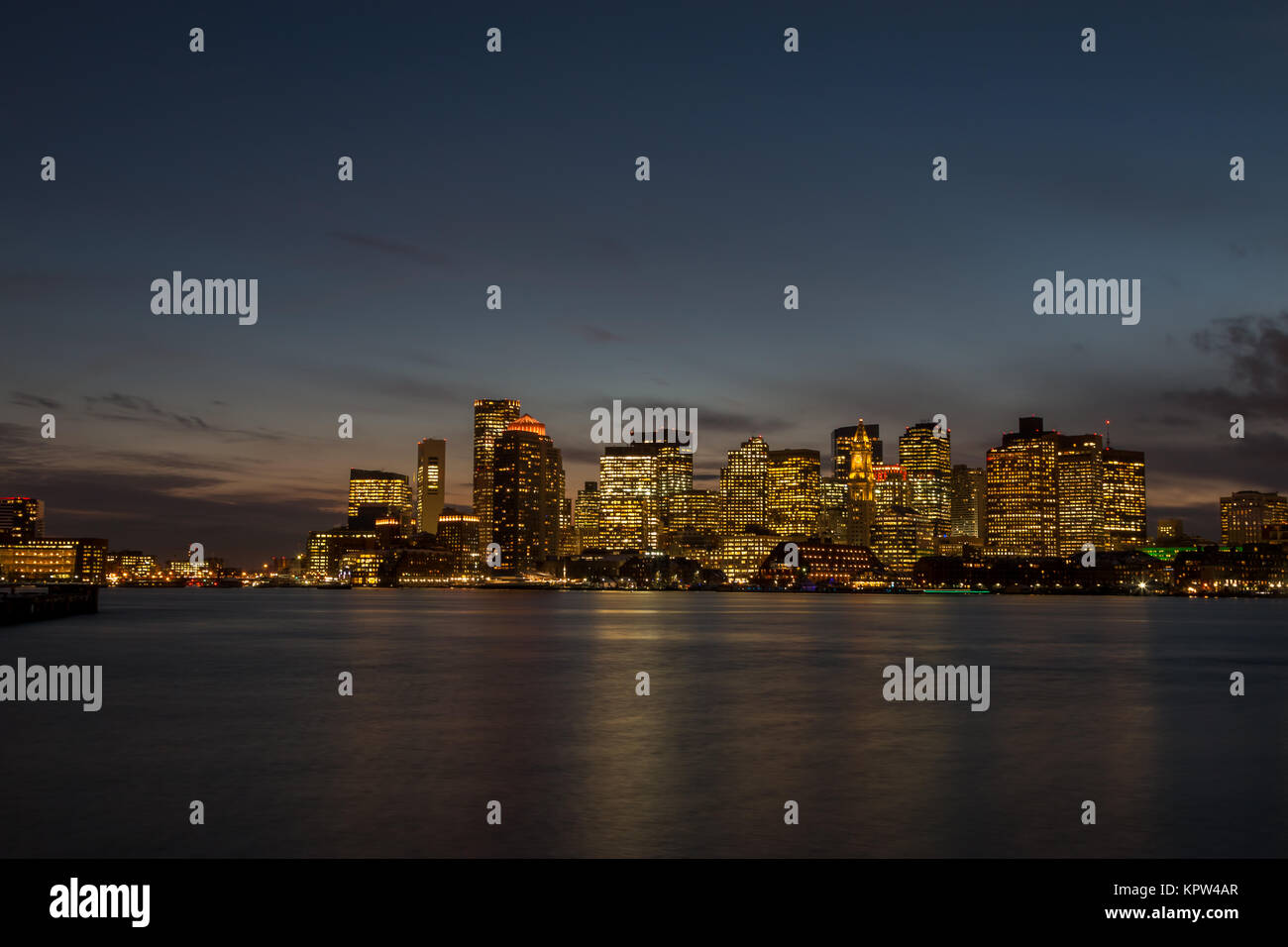 Light Up Building on Downtown Boston Stock Photo - Alamy