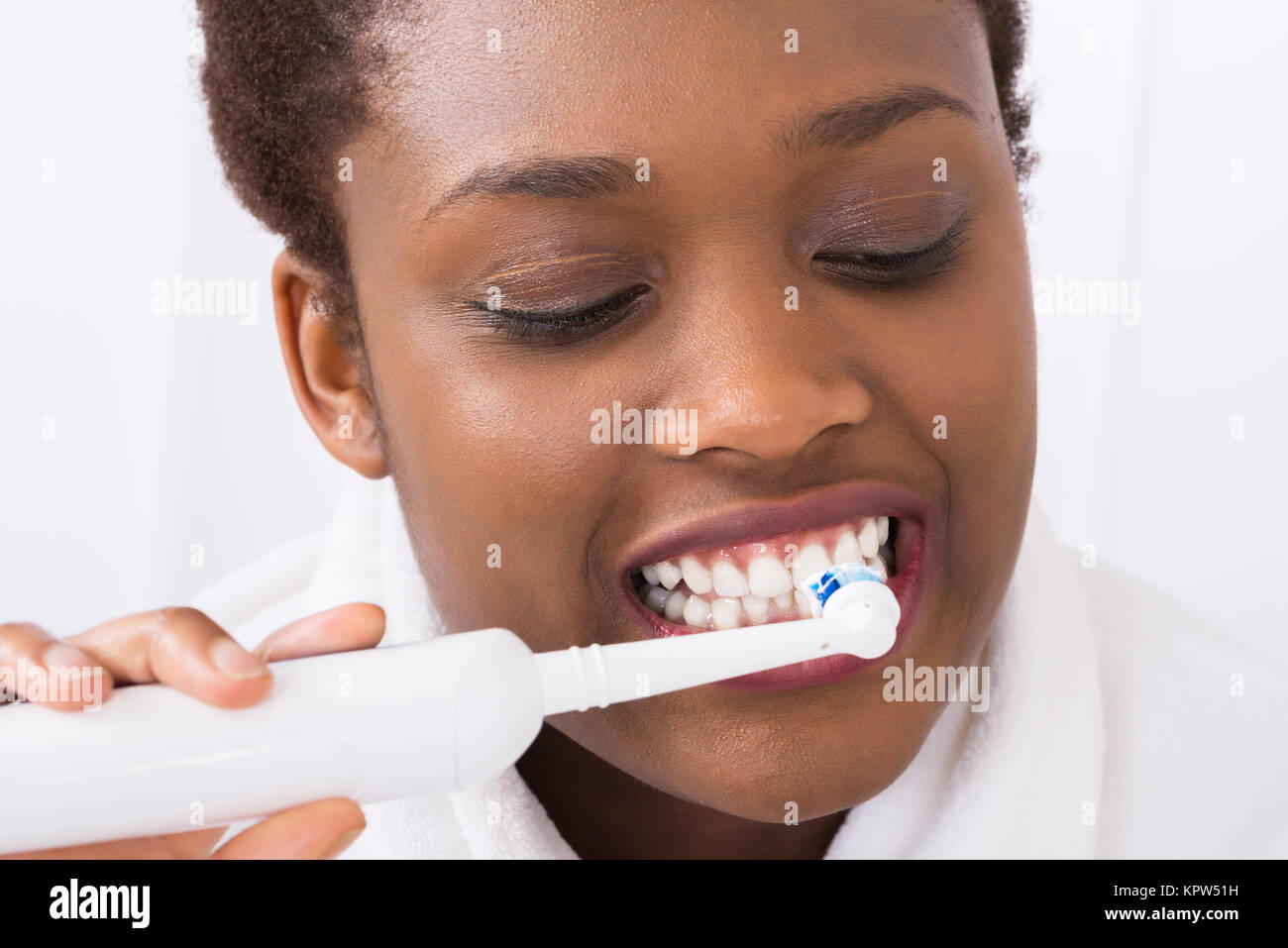 Close-up Of A Woman Brushing Teeth Stock Photo - Alamy