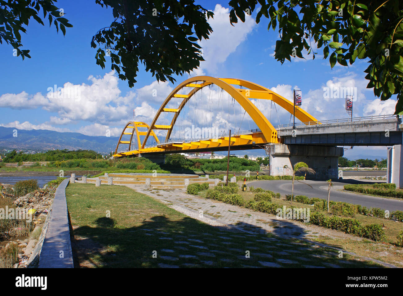 Ponulele Yellow Bridge, Palu, Central Sulawesi, Indonesia Stock Photo ...
