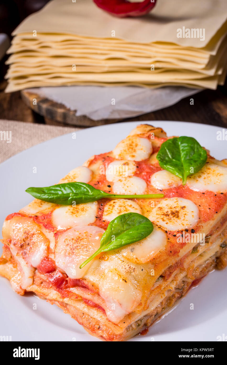 Lasagne slice basil hi-res stock photography and images - Alamy