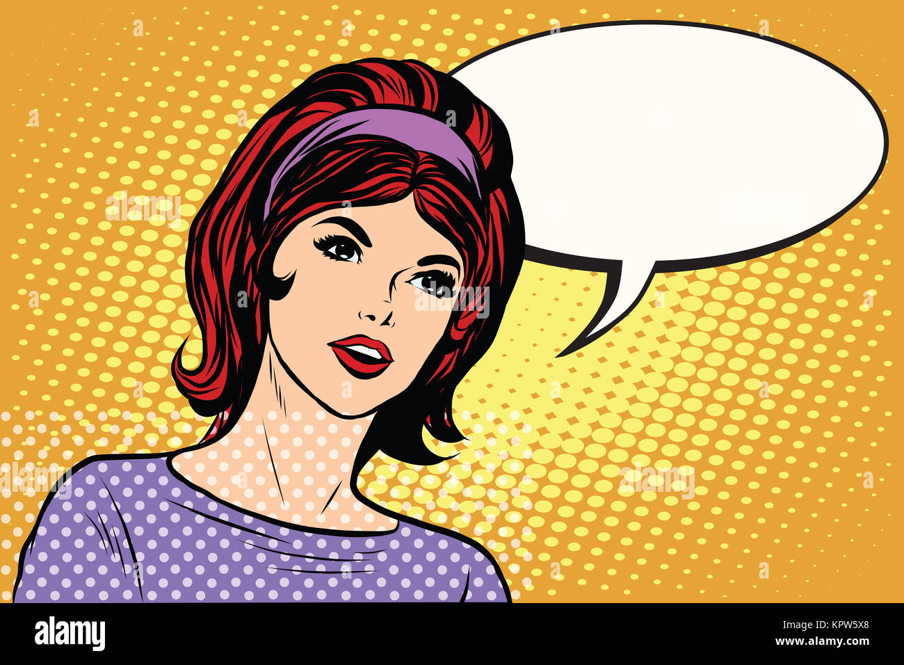 Retro question girl pop art retro style. Woman vector illustration ...