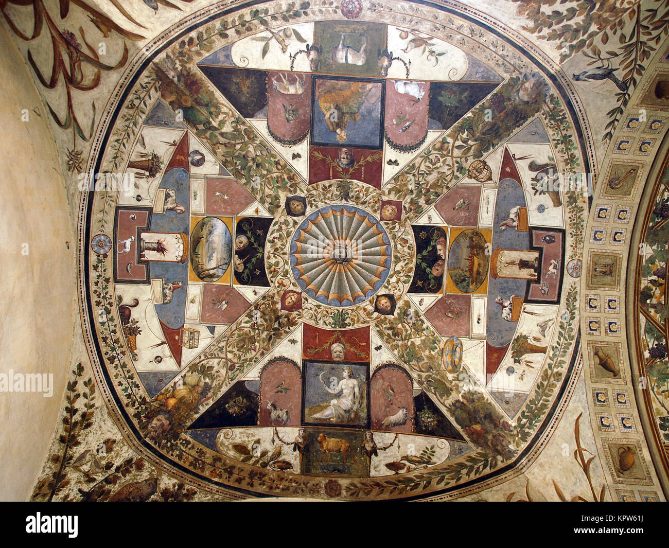 Siena - ceiling in arches of the Palazzo Chigi Saracini courtyard Stock ...