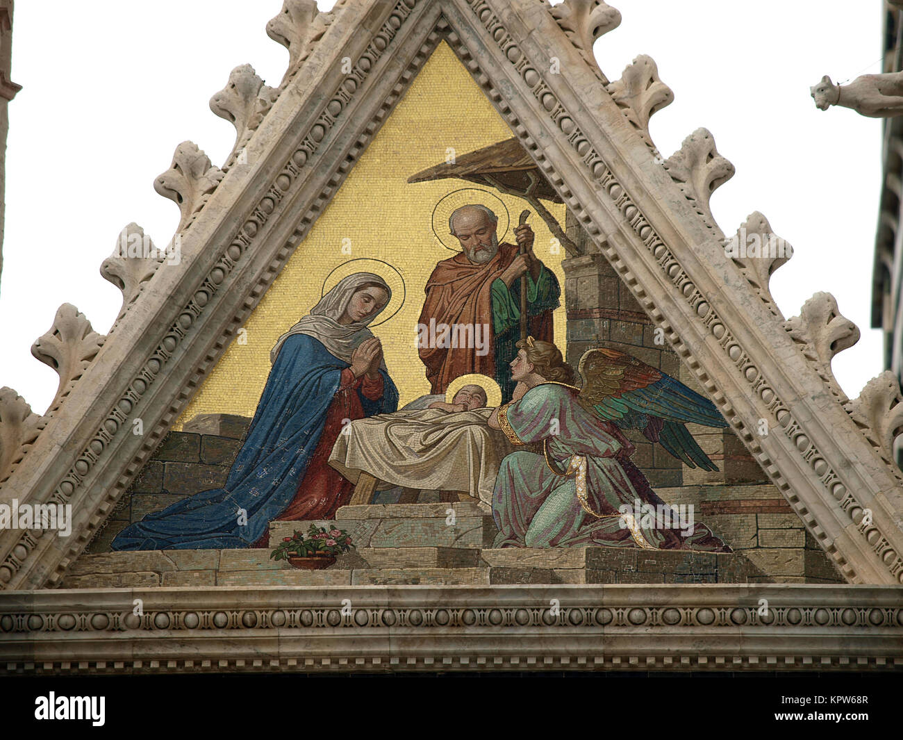 Siena - Duomo facade.The smaller mosaic, Nativity of Jesus by ...