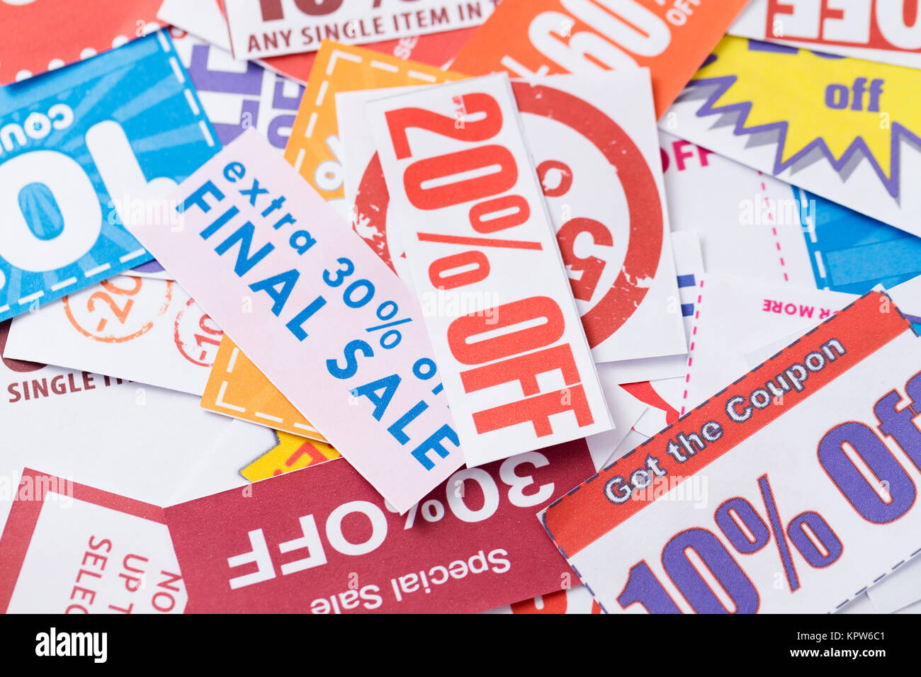 Group of discount coupon Stock Photo - Alamy