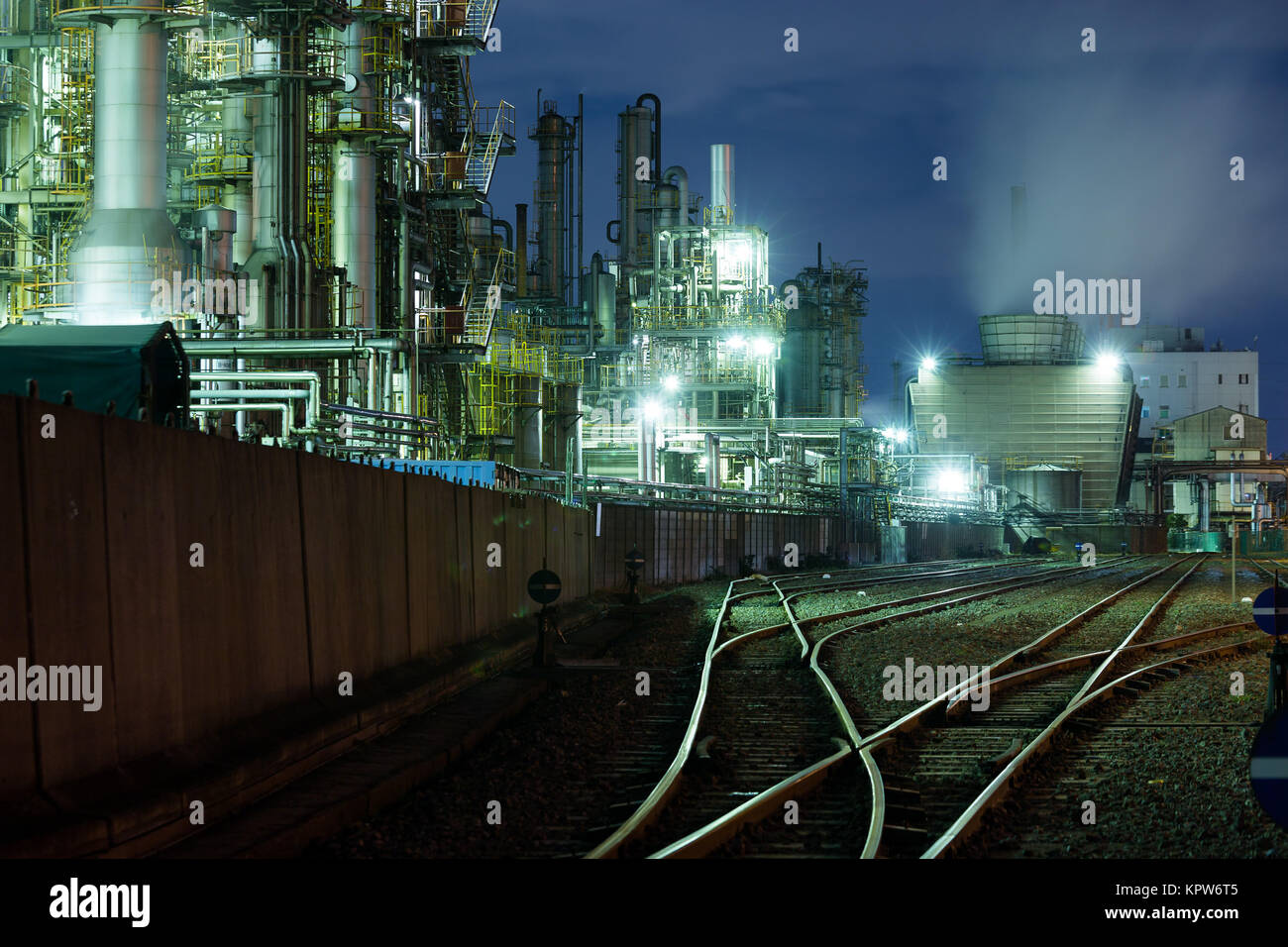 Industry factory at night Stock Photo - Alamy