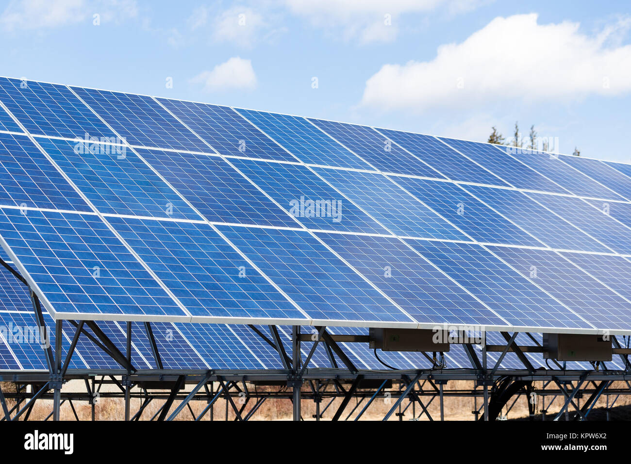 Solar panels with the sunny sky Stock Photo - Alamy