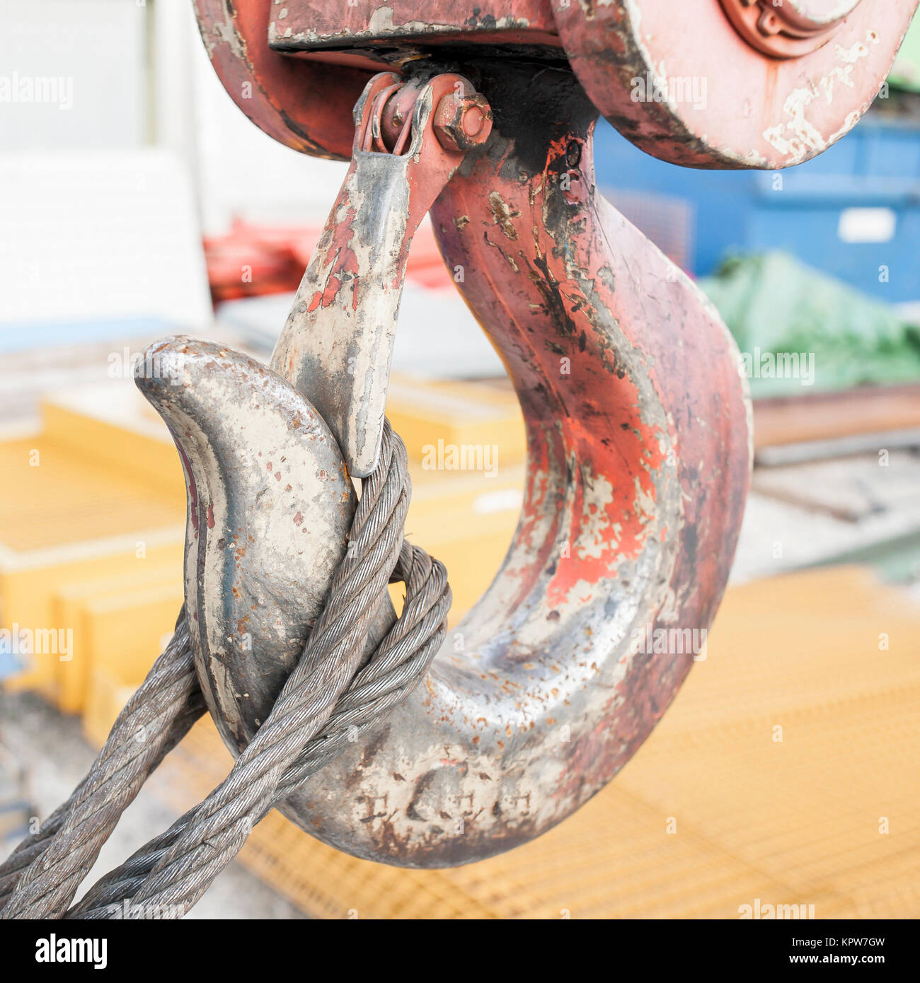 Crane hook with steel cable Stock Photo - Alamy