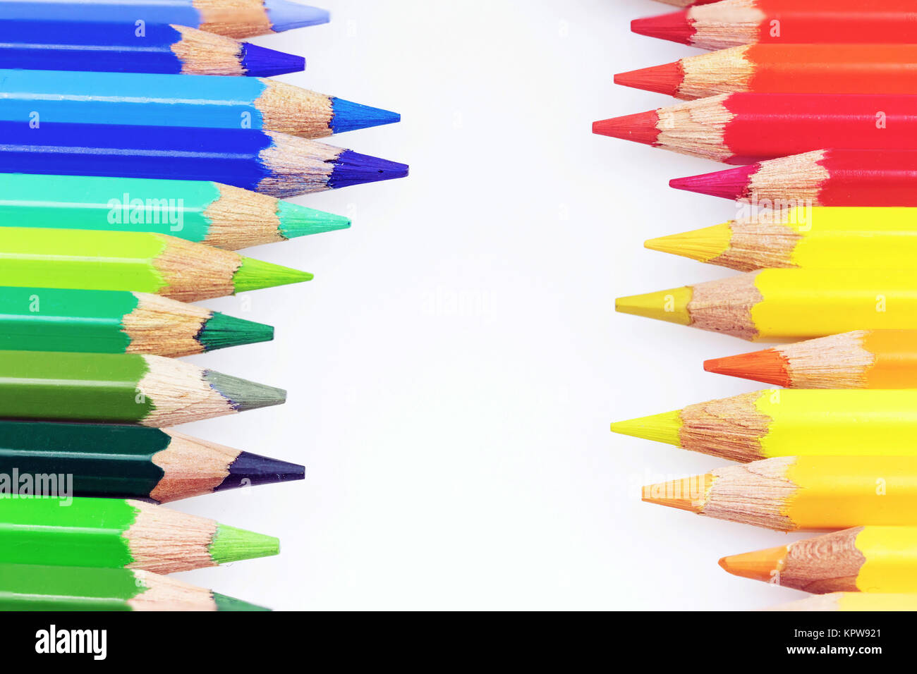 Colorful crayons on the white paper Stock Photo - Alamy