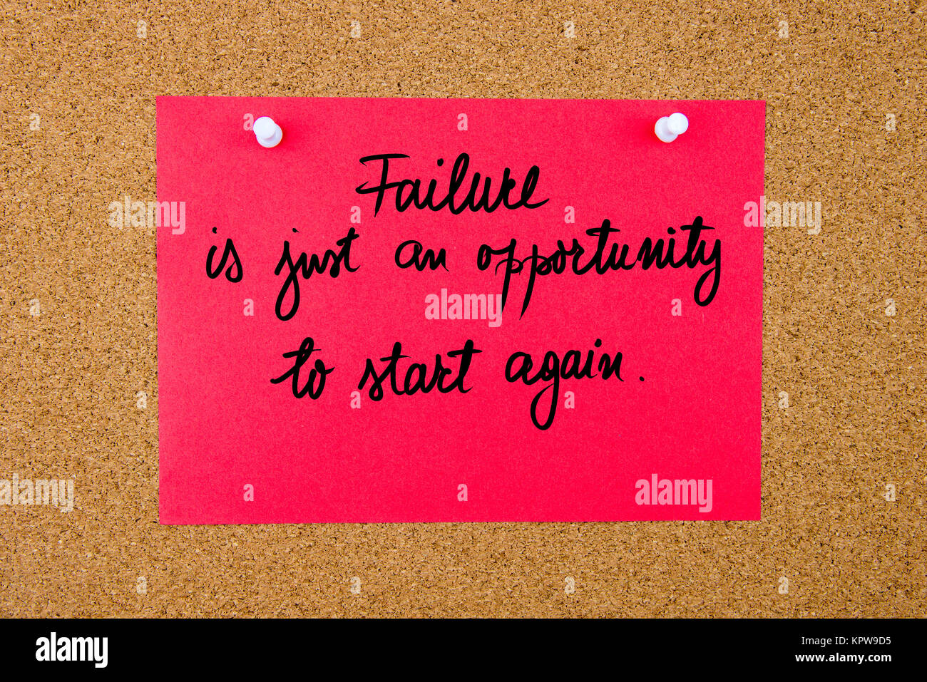 Red paper note with handwritten text on cork board Stock Photo - Alamy