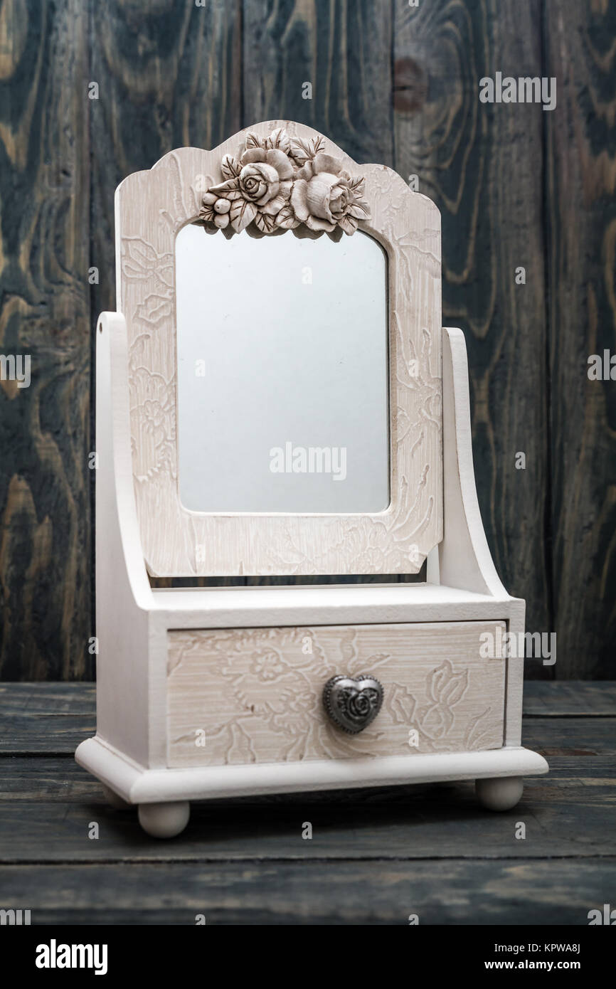 Decorative Rustic White Mirror White Mirror Stock Photo - Alamy
