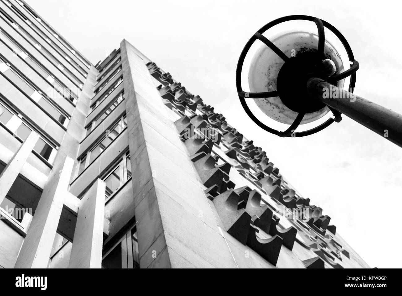 Abstract exterior image of a large tall building with strange ...