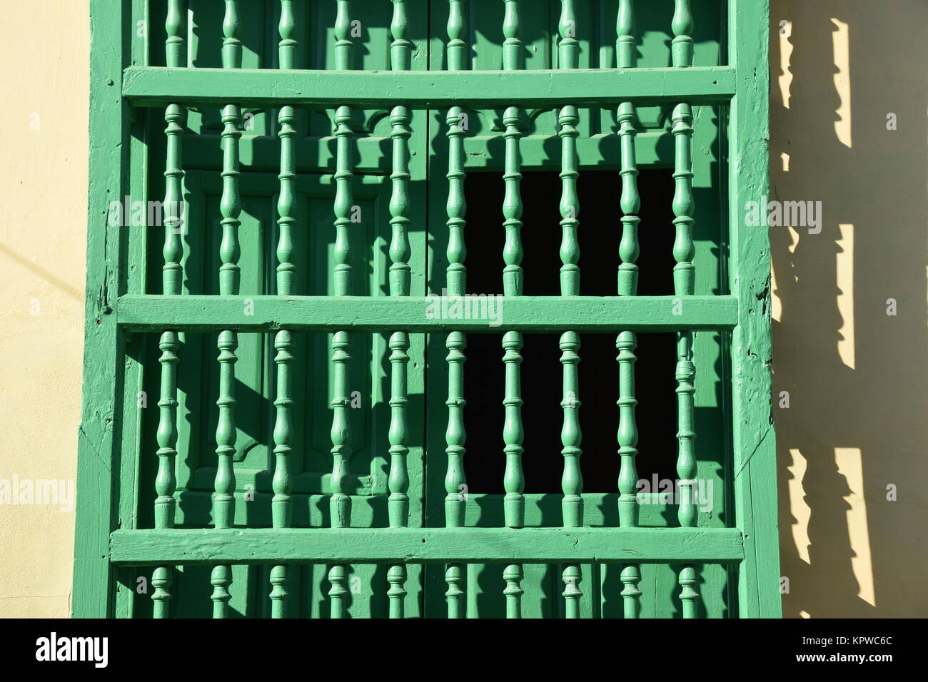 wooden lattice in front of cuban window Stock Photo - Alamy