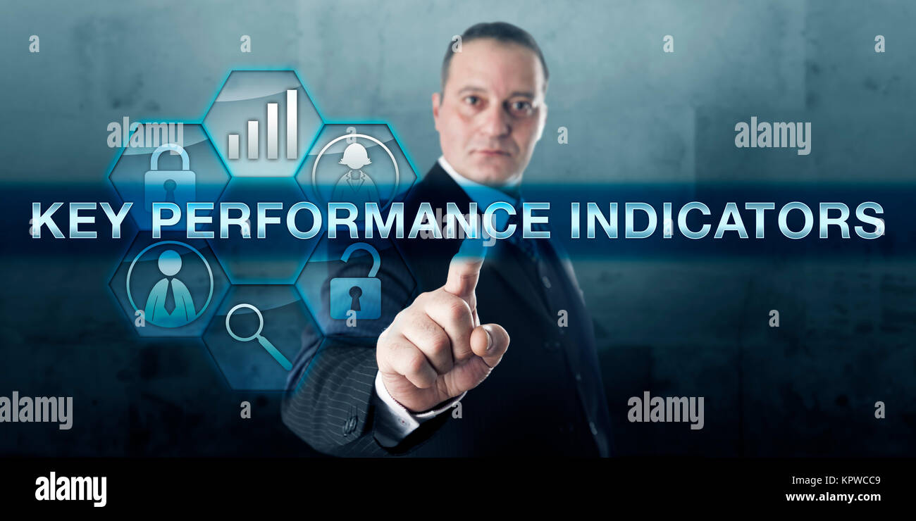 Manager Pushing KEY PERFORMANCE INDICATORS Stock Photo - Alamy