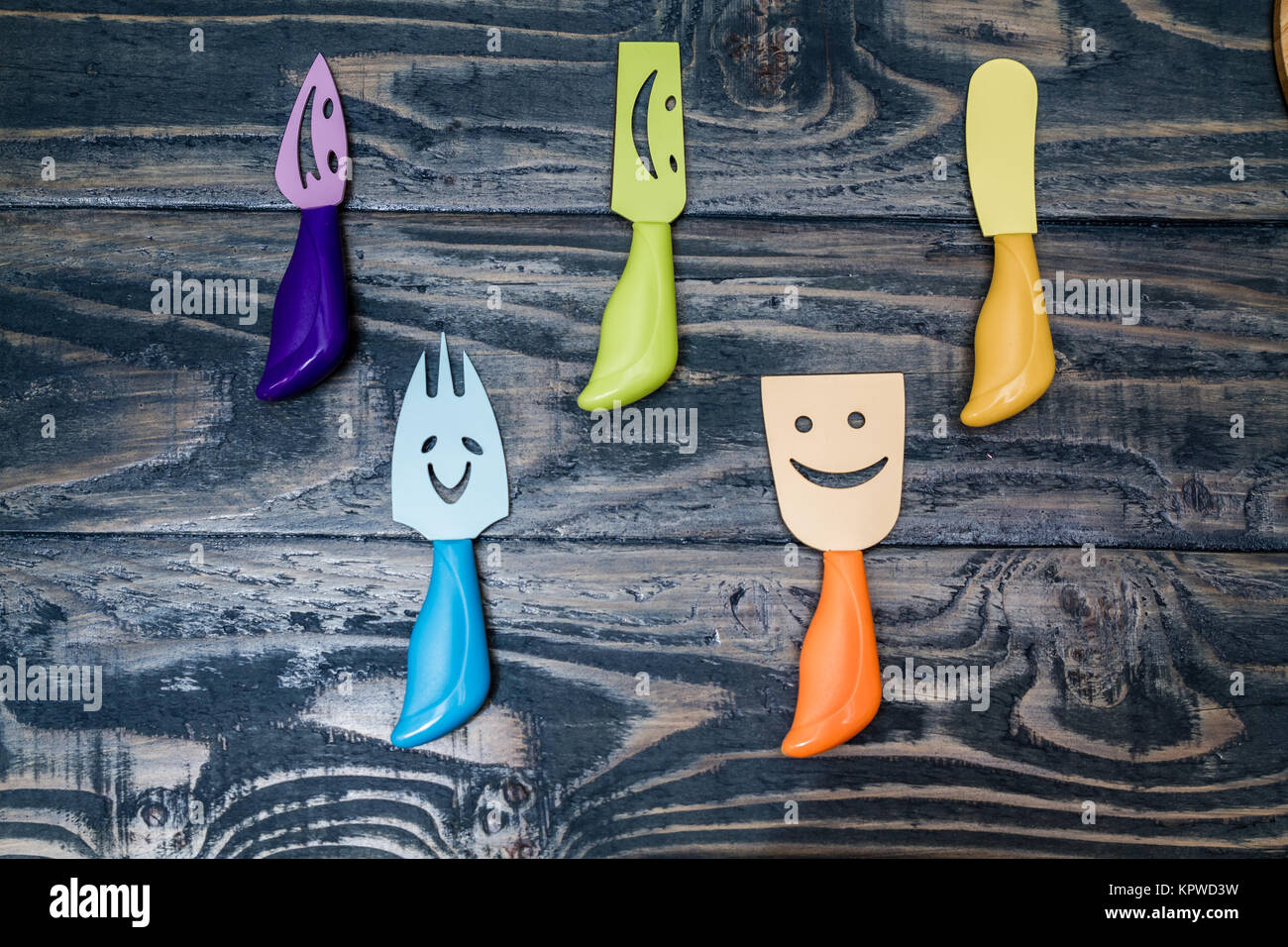 Knifes and Forks with Smiley Faces Stock Photo - Alamy