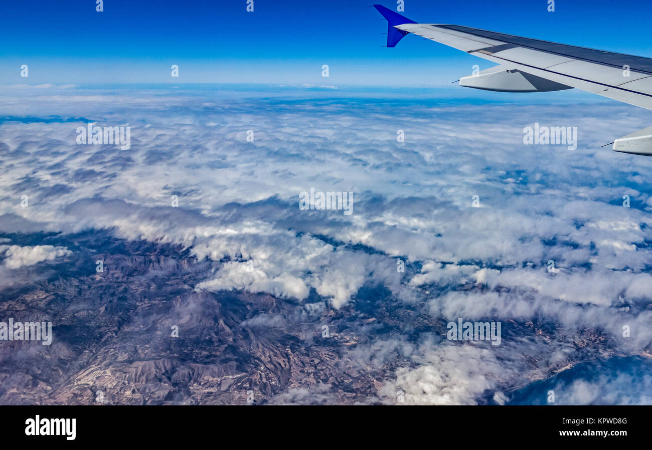 View from plane with wing over France,Atlantic and Alps Stock Photo - Alamy