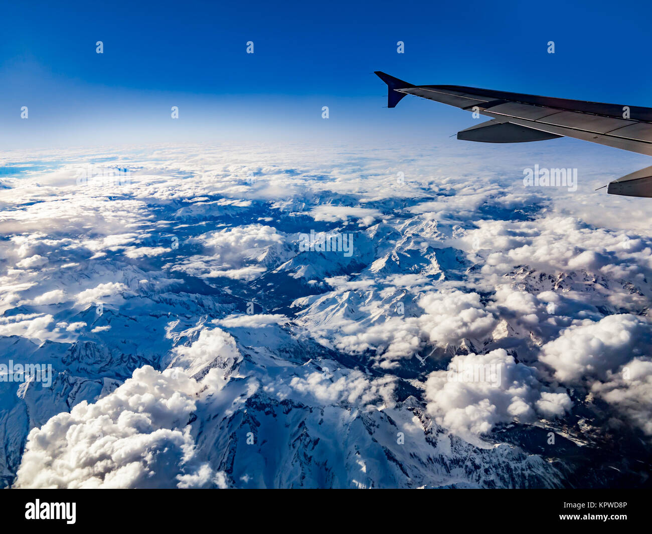 View from plane with wing over France,Atlantic and Alps Stock Photo - Alamy