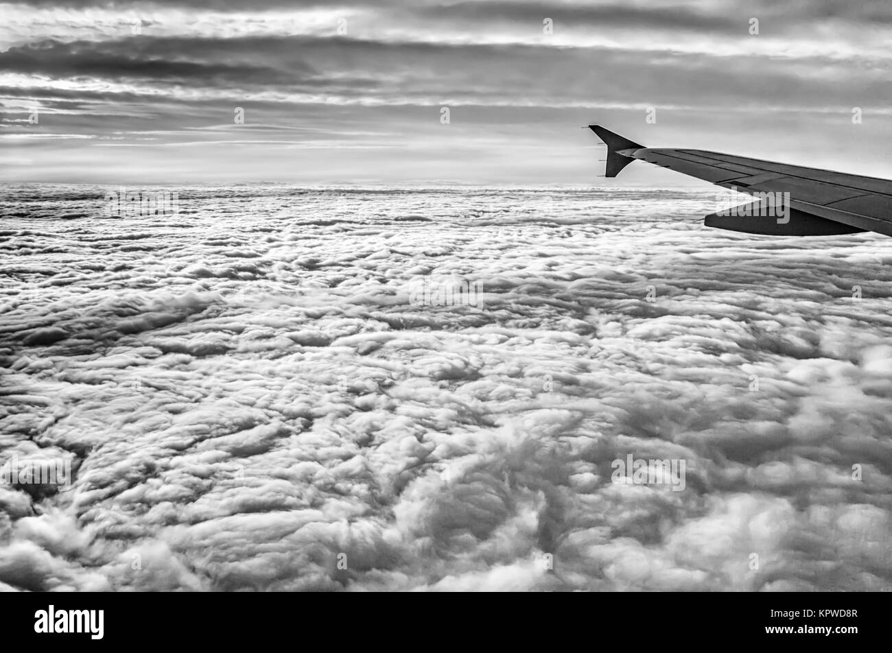 View from plane with wing over France,Atlantic and Alps Stock Photo - Alamy