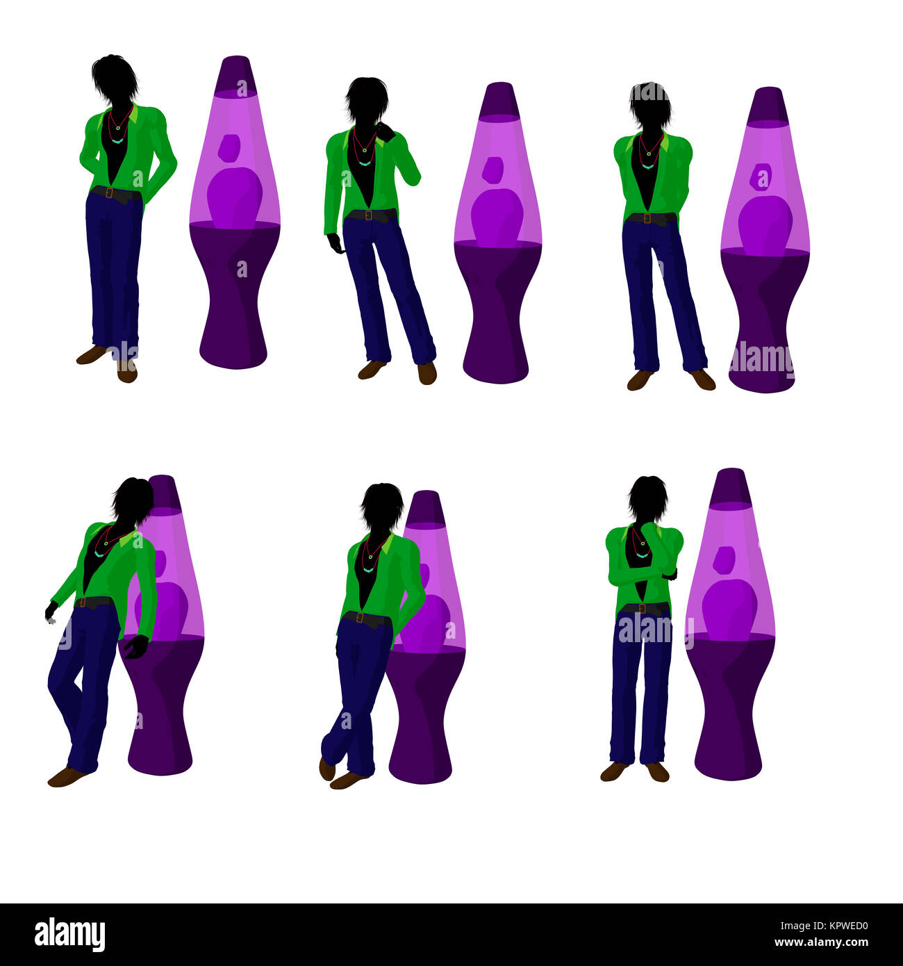 Disco guy standing by a lava lamp on a white background Stock Photo - Alamy