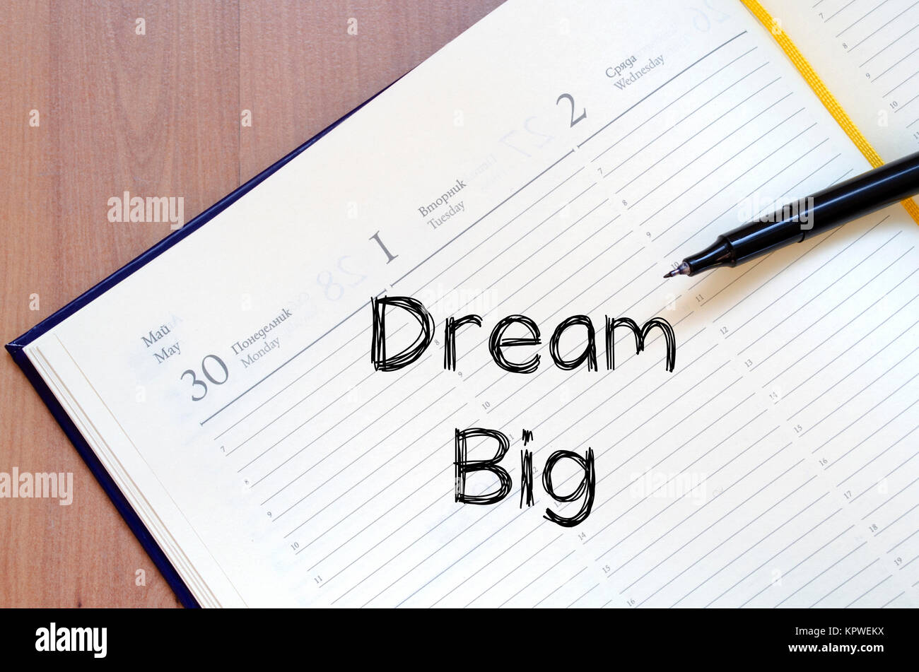 Dream big write on notebook Stock Photo - Alamy