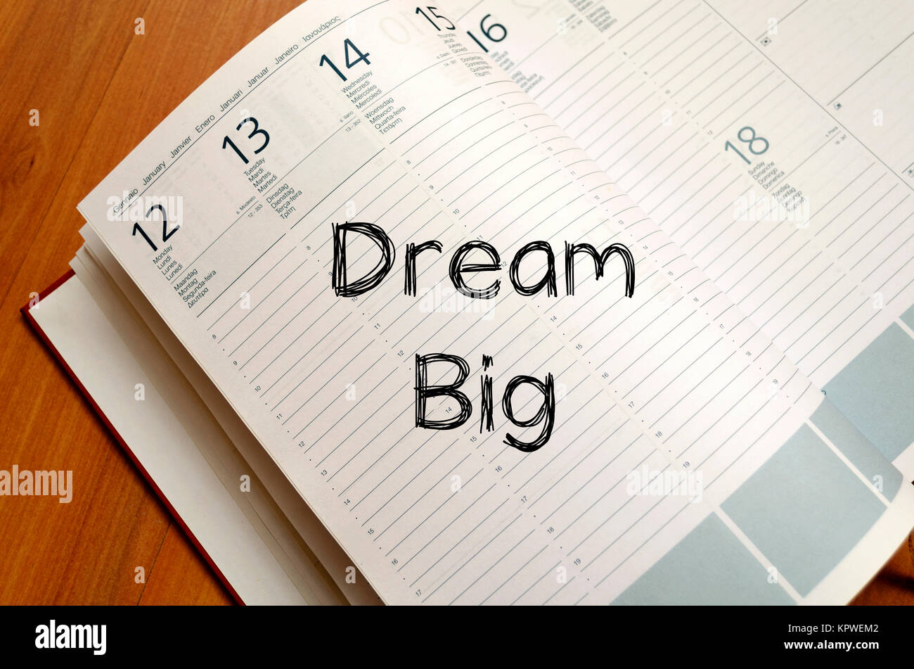 Dream big write on notebook Stock Photo - Alamy