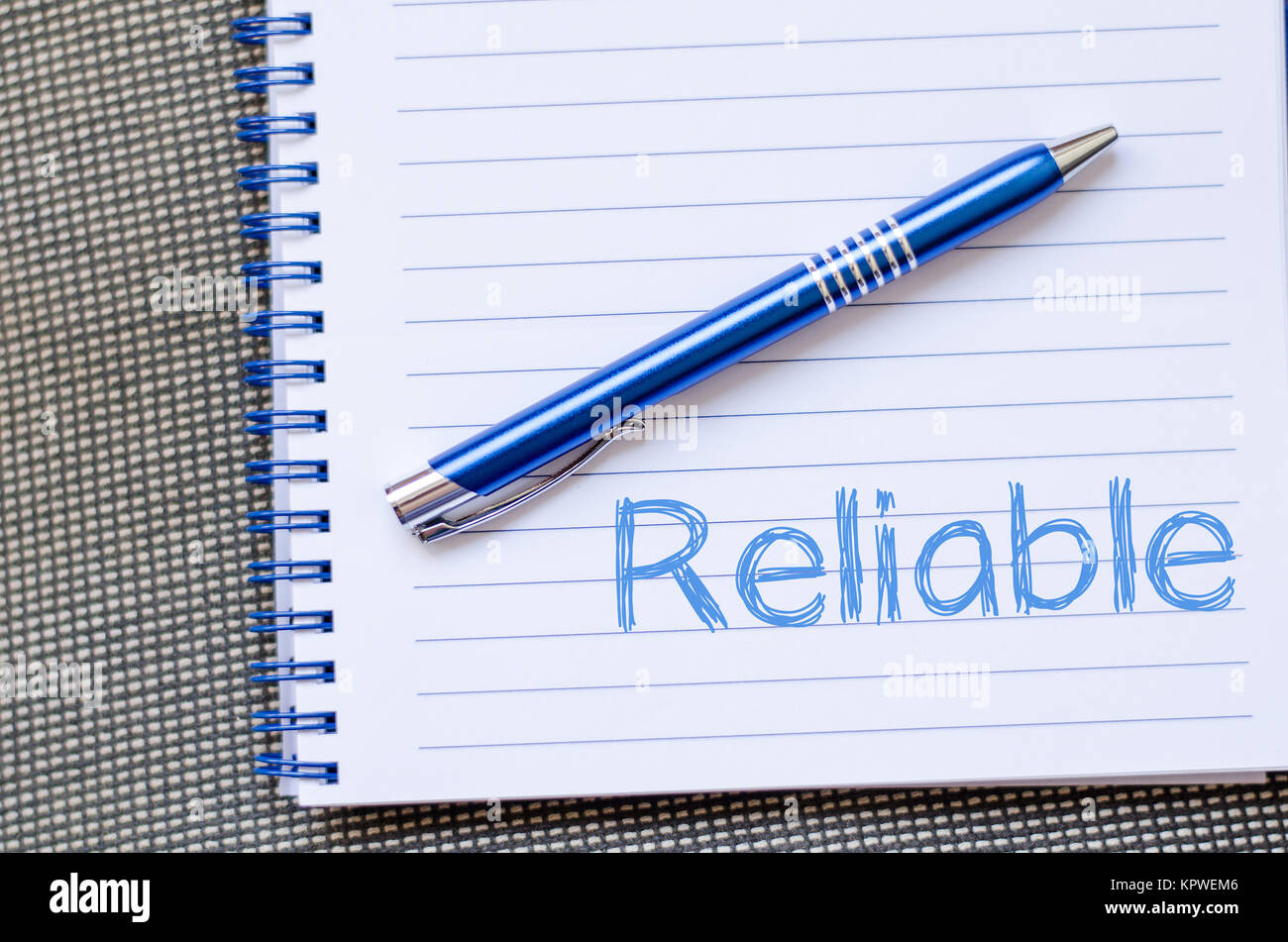 Reliable write on notebook Stock Photo - Alamy