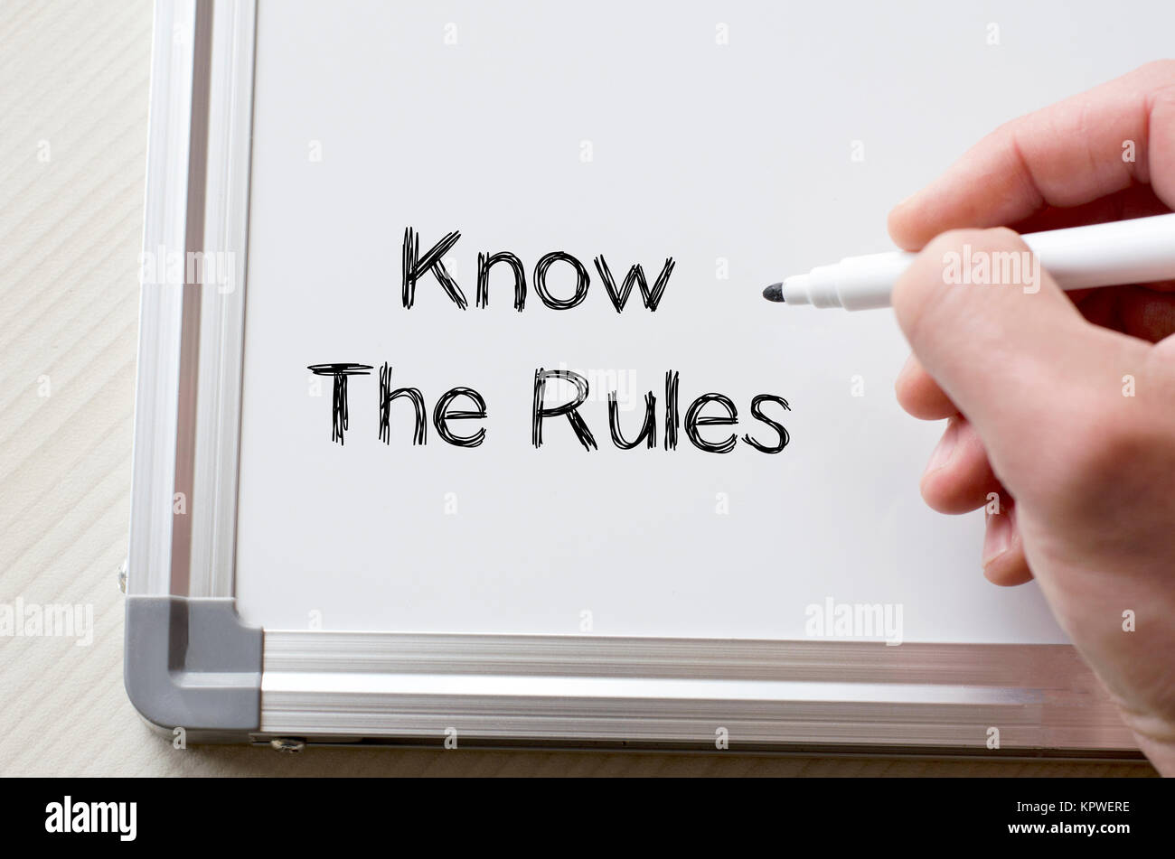 Know the rules written on whiteboard Stock Photo - Alamy