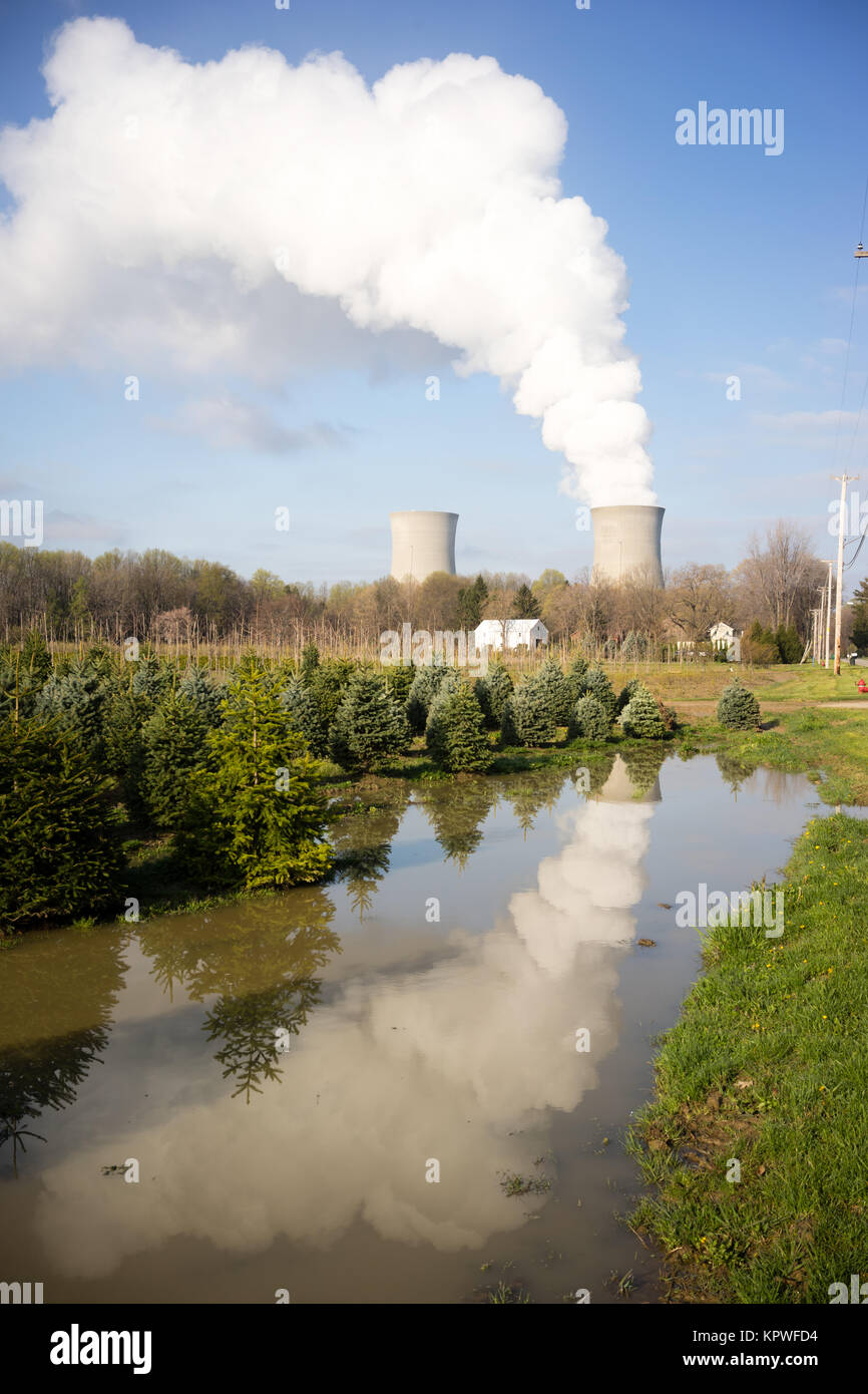 Clear Reflection Under Nuclear Power Plant Exhaust Plume Stock Photo ...