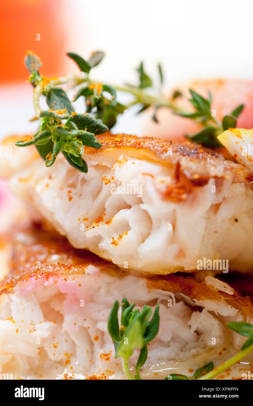 sea bream fillet butter pan fried Stock Photo - Alamy
