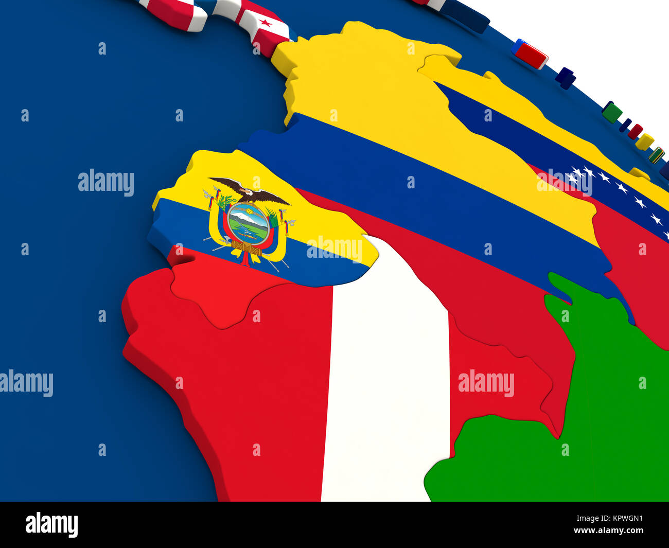 Ecuador on globe with flags Stock Photo - Alamy