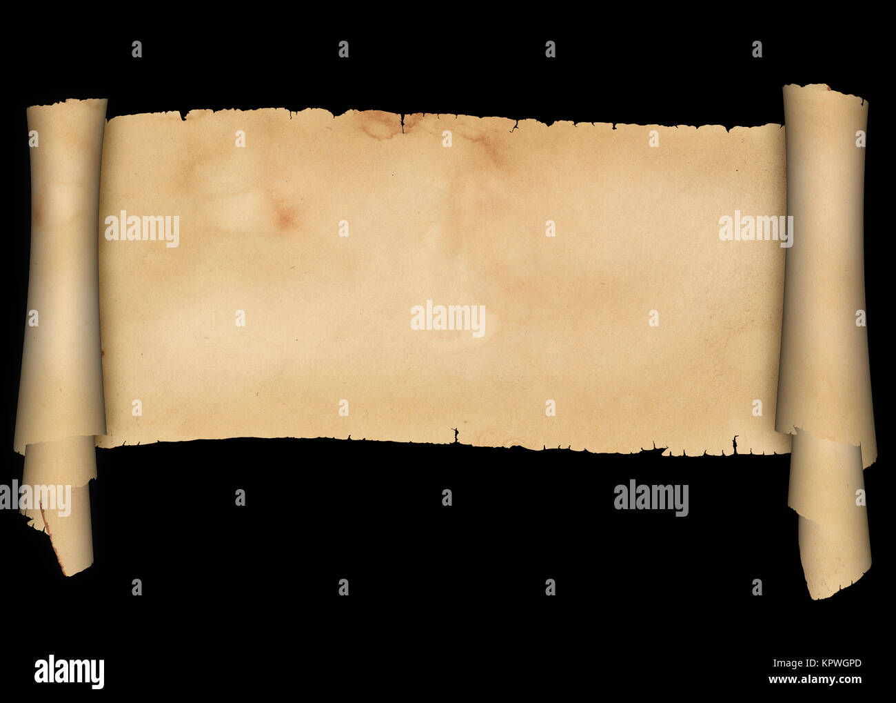 Antique scroll of parchment on black background Stock Photo - Alamy