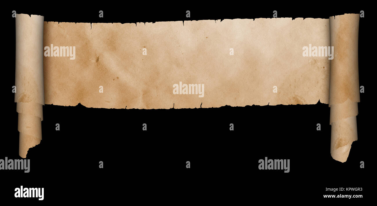 Antique parchment scroll on black background Stock Photo - Alamy