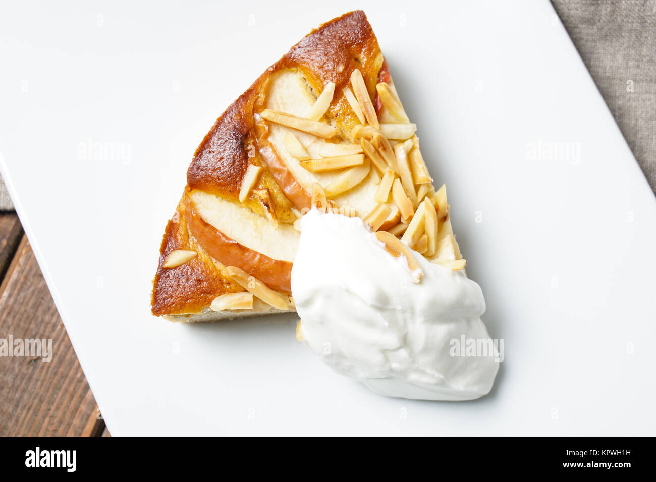 Apple pie with almonds Stock Photo - Alamy