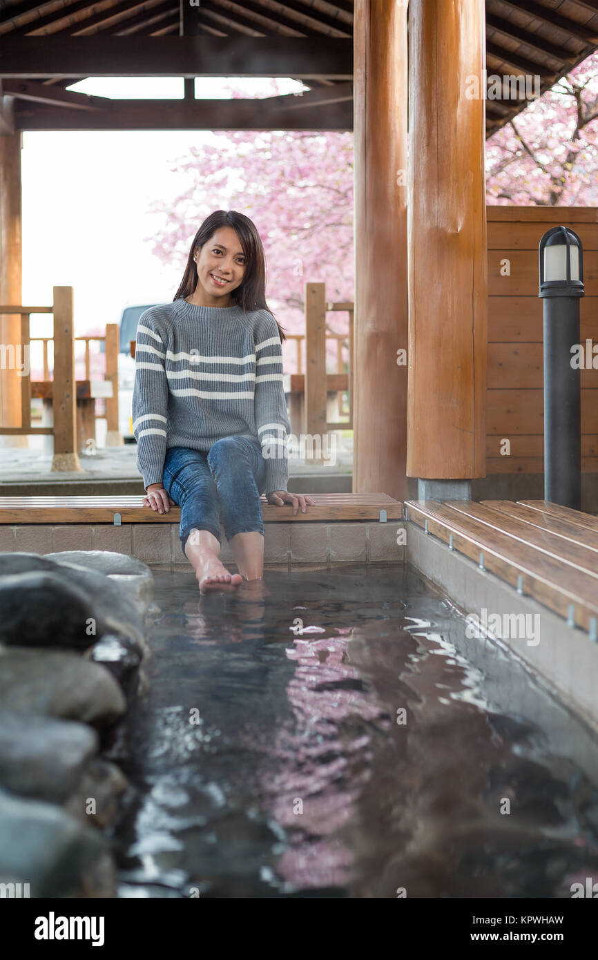 Woman hotspring japan hi-res stock photography and images - Alamy